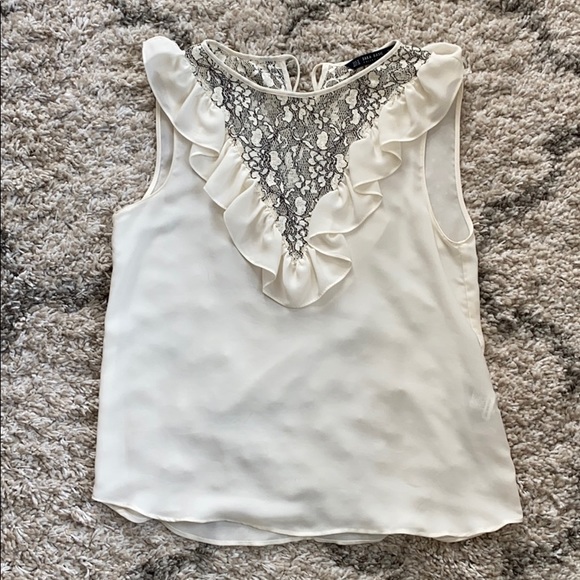 Zara | Tops | Zara Ruffle Lace Front Top | Poshmark